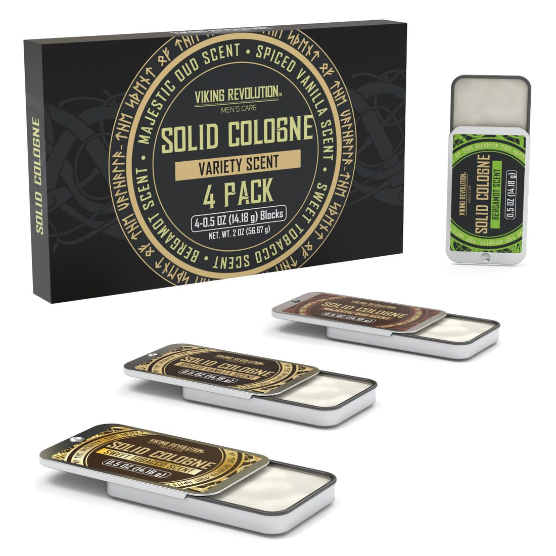 Solid Cologne 4pk - Spiced Vanilla, Sweet Tobacco, Majestic Oud, Berga