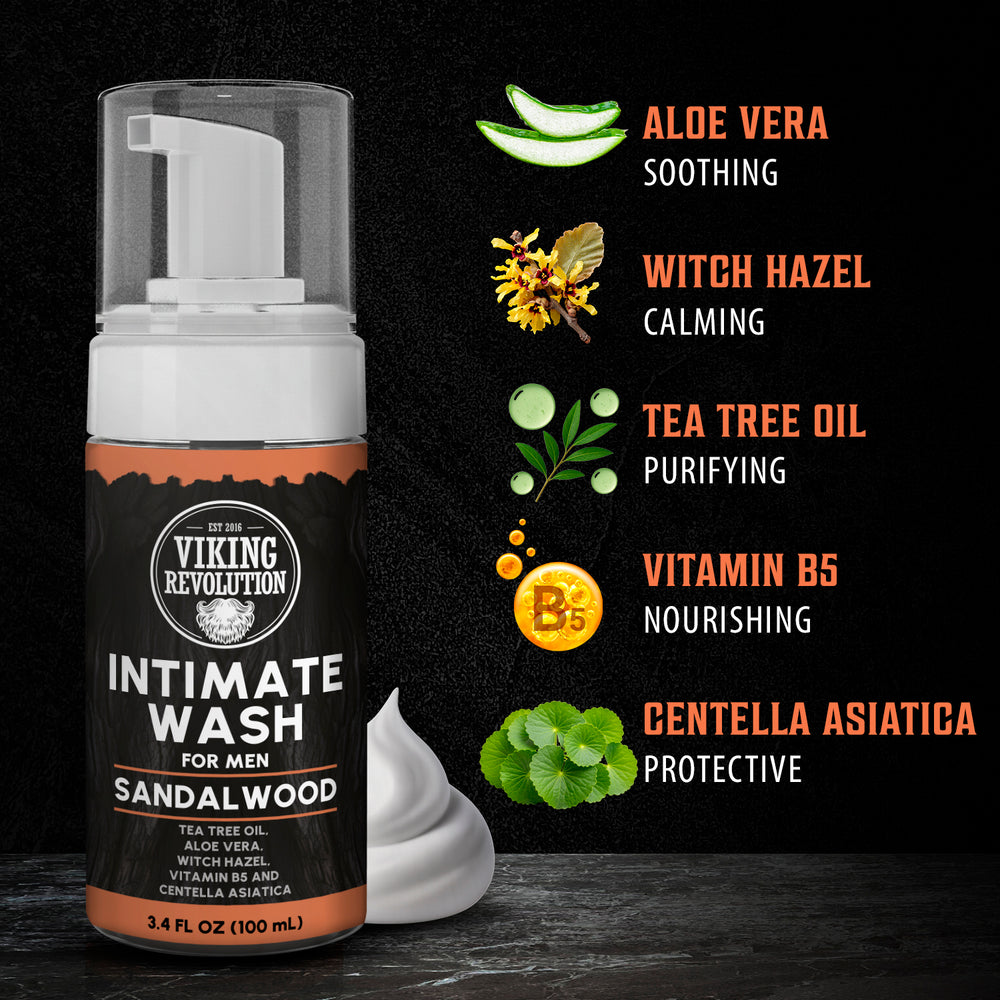 Mens Intimate Wash - Foaming Body Wash Men with Aloe Vera, Tea Tree Oi